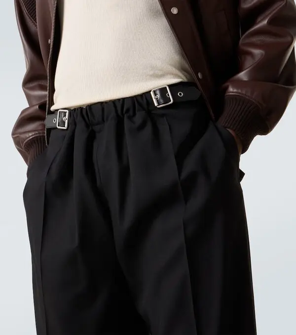 Loewe Belted Wool Straight Leg Pants