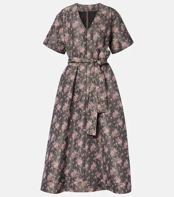MARKARIAN Lunetta Floral Taffeta Midi Dress