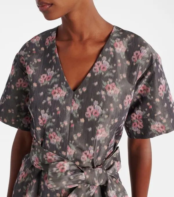 MARKARIAN Lunetta Floral Taffeta Midi Dress