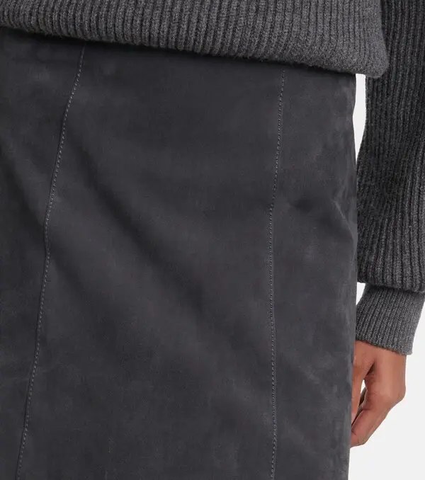 JOSEPH Suede Midi Skirt - Grey