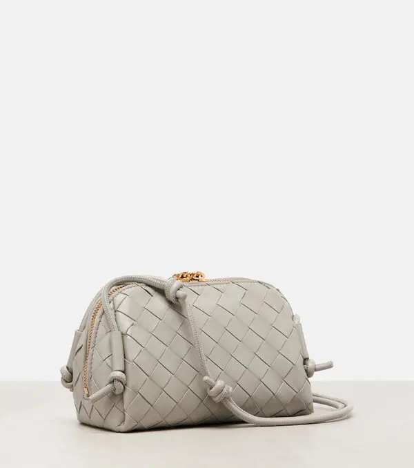 Bottega Veneta Concert Mini Leather Crossbody Bag - Grey