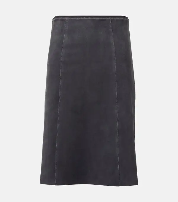 JOSEPH Suede Midi Skirt - Grey