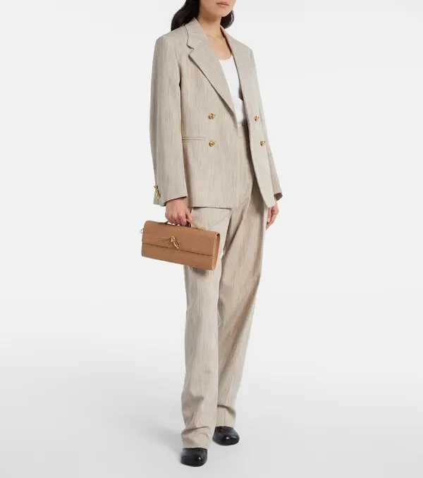 Bottega Veneta Andiamo Intrecciato Leather Clutch - Beige