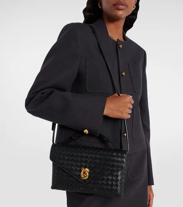 Bottega Veneta Knot Lock Intrecciato Leather Top-handle Bag - Black