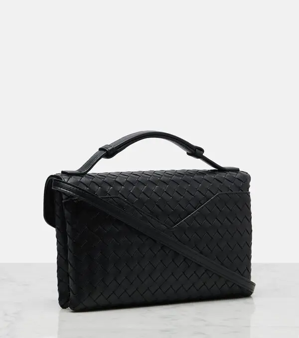 Bottega Veneta Knot Lock Intrecciato Leather Top-handle Bag - Black