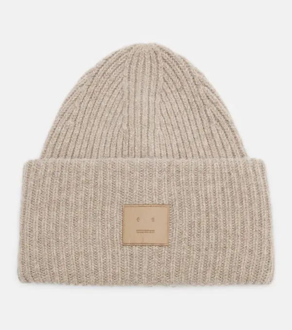 Acne Studios Face Wool-blend Beanie - Beige