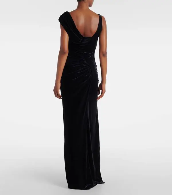 Versace Asymmetric Gathered Velvet Gown