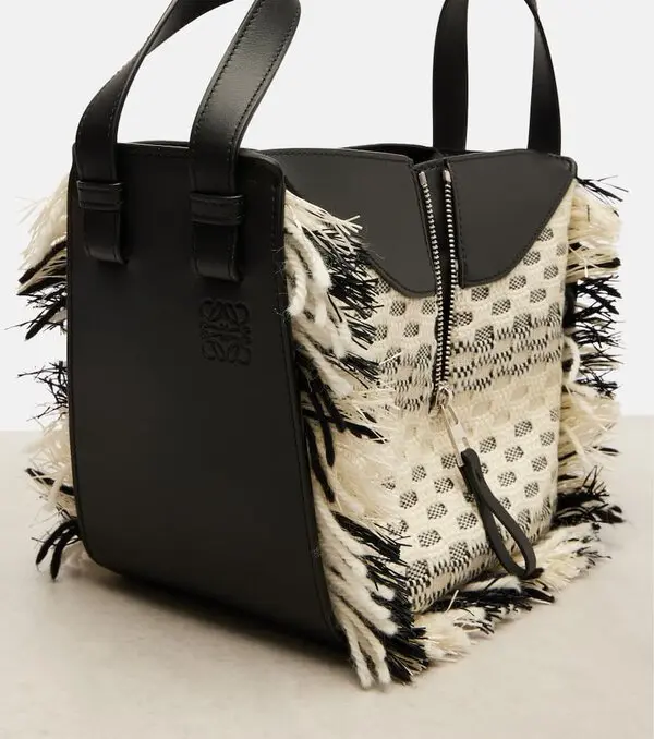 Loewe Hammock Compact Leather And Fabric Bag With Fringe