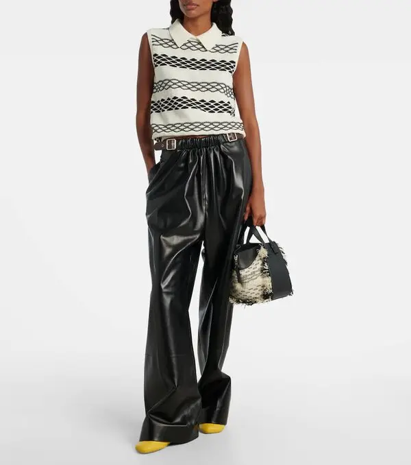Loewe Hammock Compact Leather And Fabric Bag With Fringe
