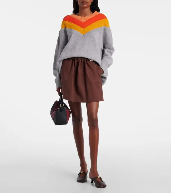 Loewe Belted Cotton And Silk Twill Miniskirt