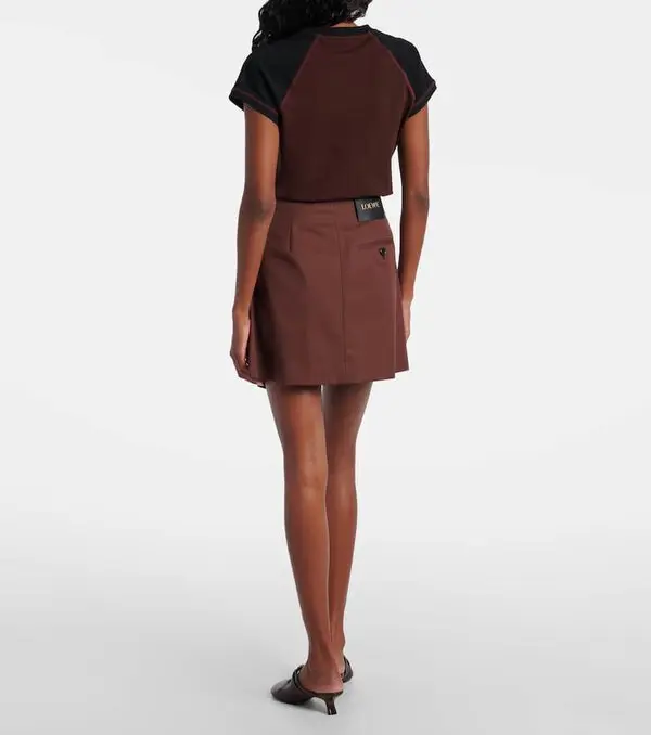 Loewe Belted Cotton And Silk Twill Miniskirt