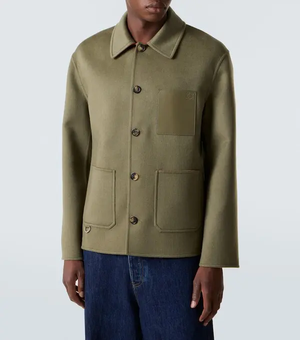 Loewe Anagram Wool And Cashmere Jacket - Green