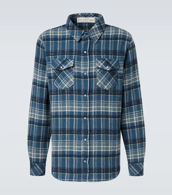 GOD'S TRUE CASHMERE Fantasia Plaid Cashmere Shirt With Emerald