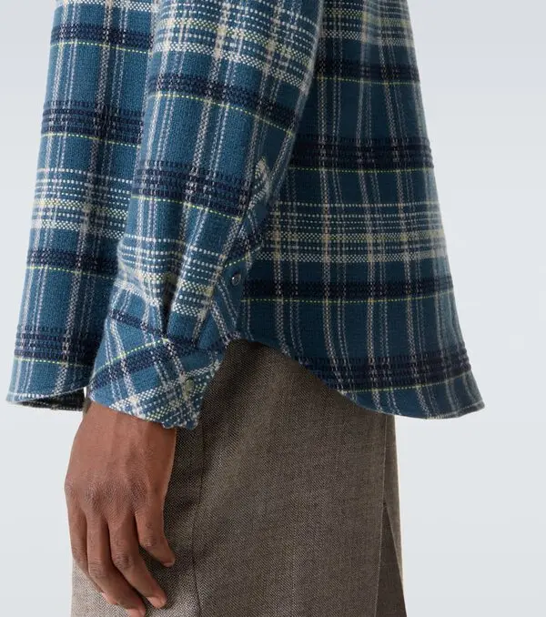 GOD'S TRUE CASHMERE Fantasia Plaid Cashmere Shirt With Emerald
