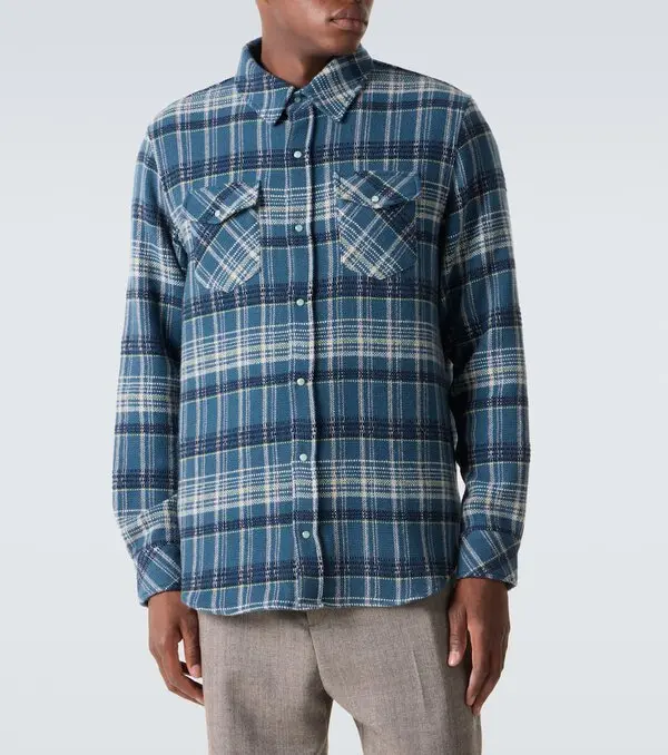 GOD'S TRUE CASHMERE Fantasia Plaid Cashmere Shirt With Emerald
