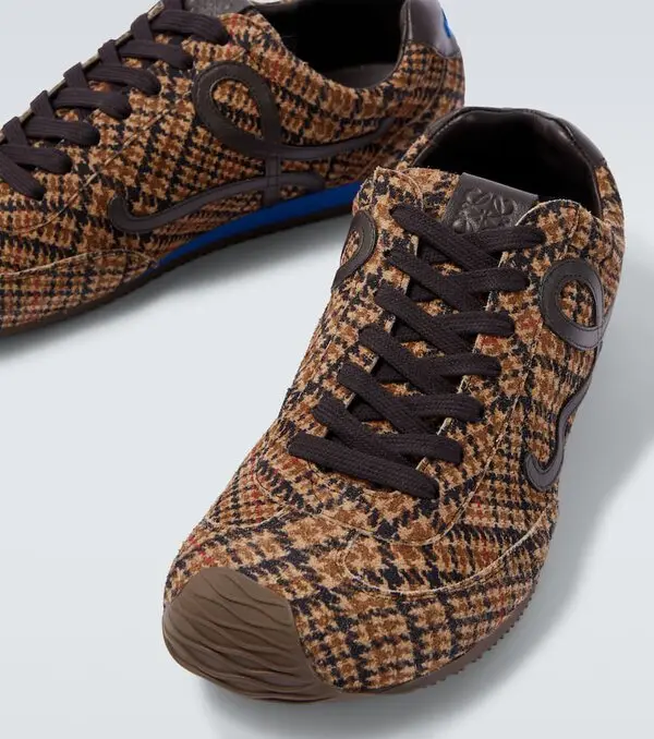 Loewe Ballet Runner 2.0 Checked Suede Sneakers - Brown