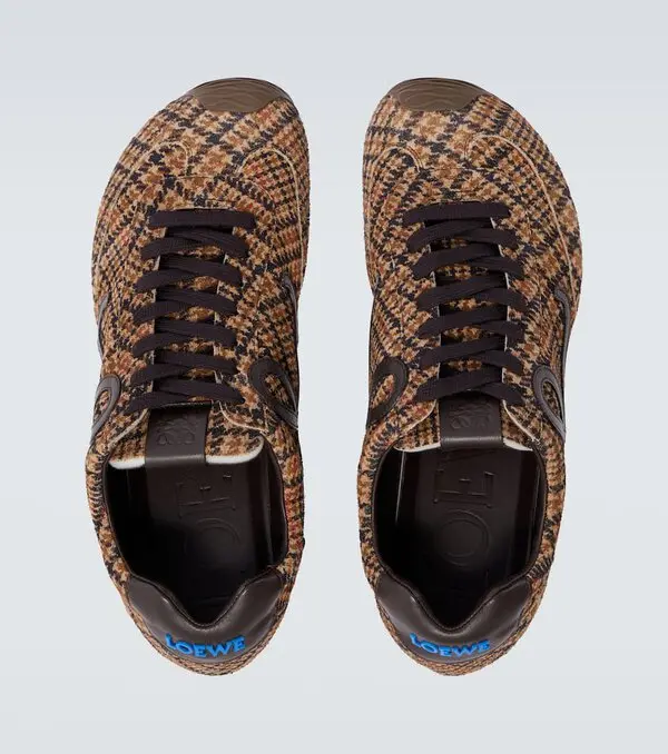 Loewe Ballet Runner 2.0 Checked Suede Sneakers - Brown