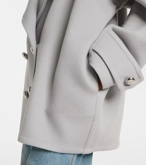 Loewe Pebble Double-breasted Wool Pea Coat - Grey