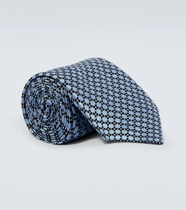 Zegna Silk Jacquard Neck Tie - Blue