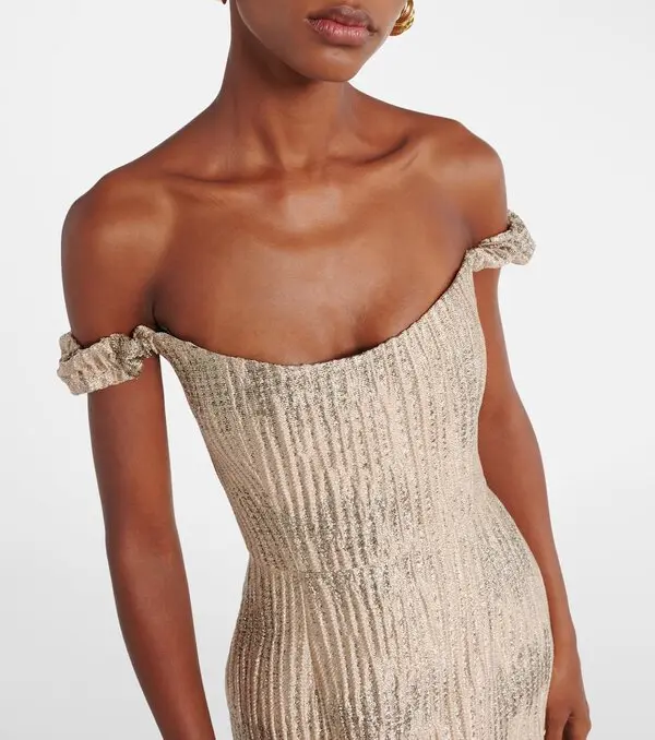 MARKARIAN Yolanda Off-shoulder Brocade Gown
