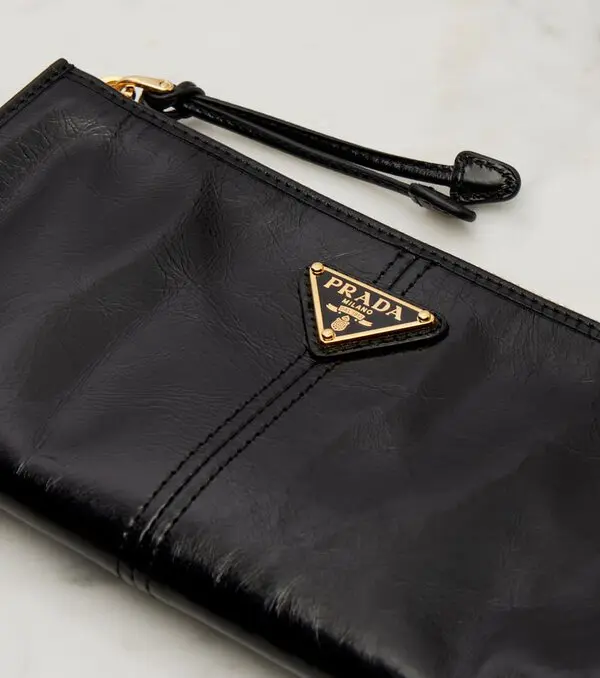 Prada Leather Pouch With Logo