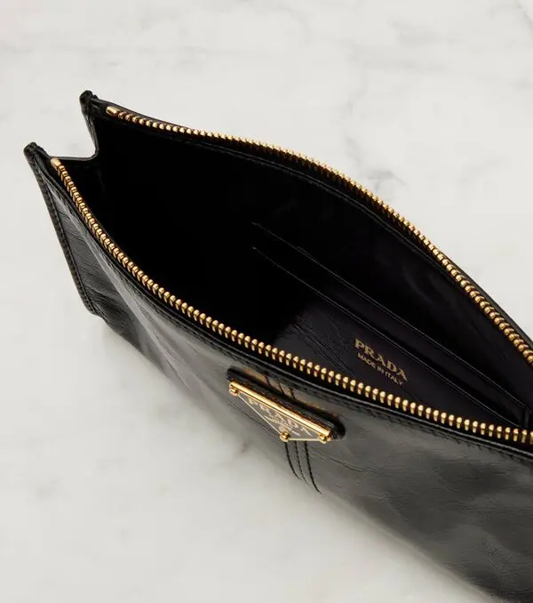 Prada Leather Pouch With Logo