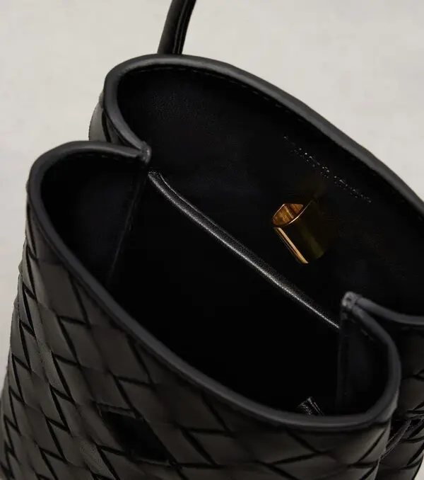 Bottega Veneta Andiamo Intrecciato Leather Phone Pouch - Black