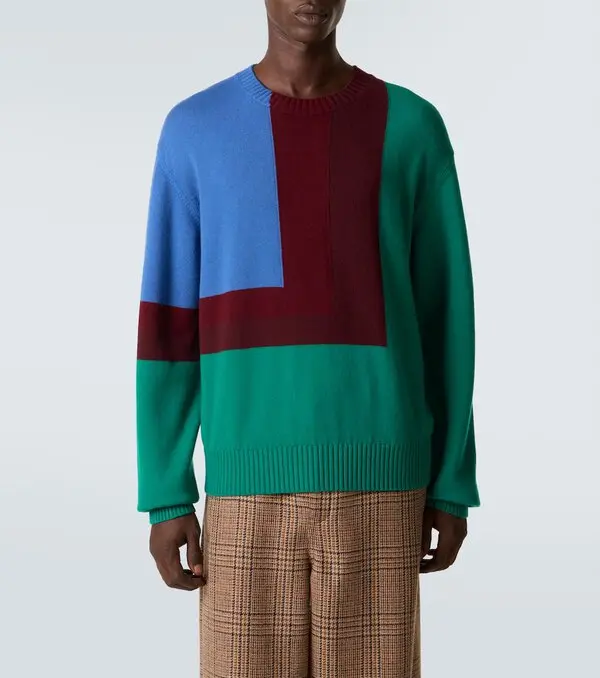 Loewe Albers Colorblocked Intarsia Wool Sweater