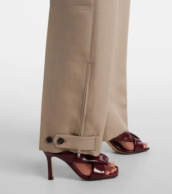 Bottega Veneta Belted High-rise Wool Straight Trousers