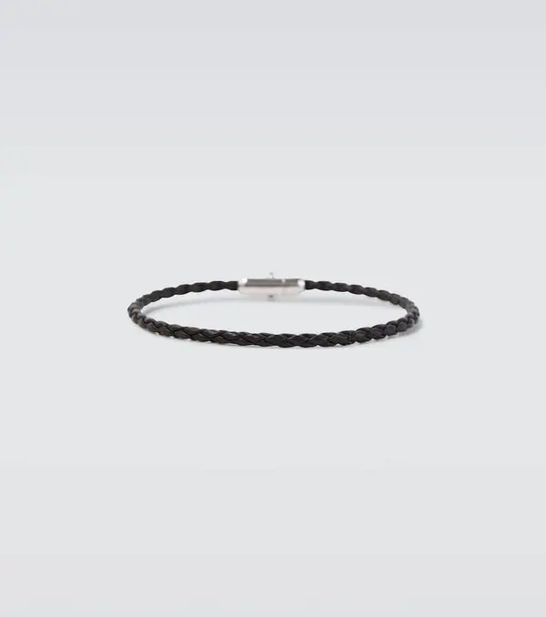 Bottega Veneta Braided Leather And Sterling Silver Bracelet