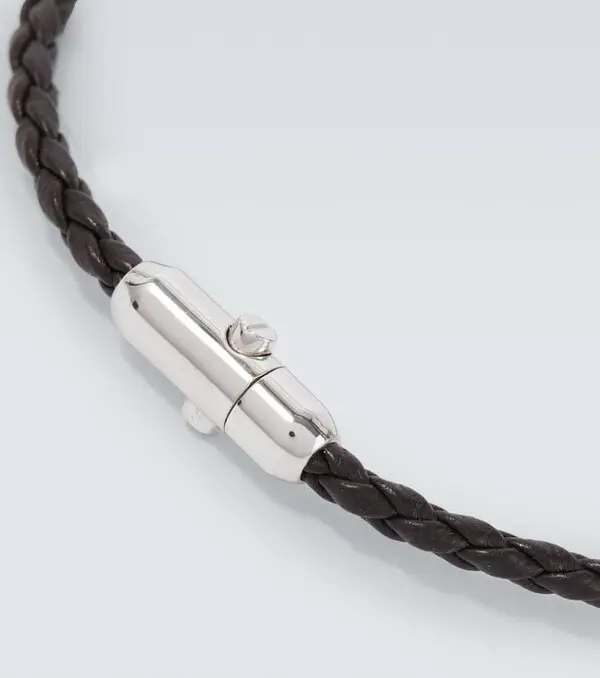 Bottega Veneta Braided Leather And Sterling Silver Bracelet