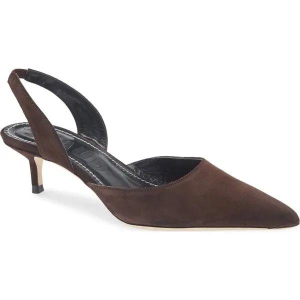 Staud Sebastian Slingback Kitten Heel Pumps - Espresso