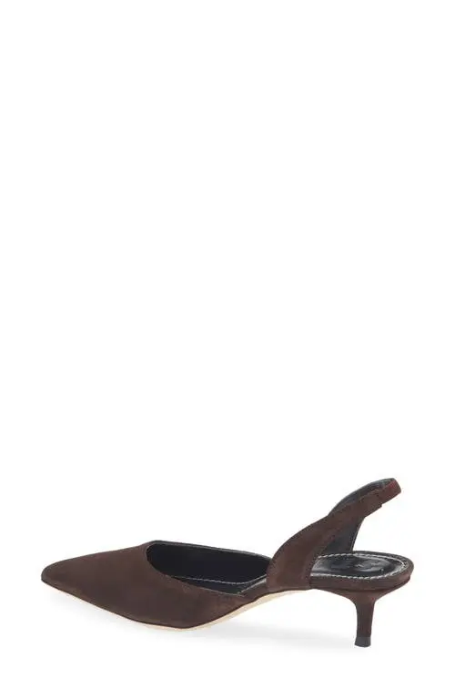 Staud Sebastian Slingback Kitten Heel Pumps - Espresso