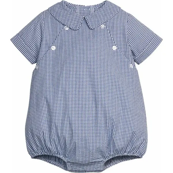 LITTLE ENGLISH Cotton Walker Bubble - Royal Seersucker Gingham