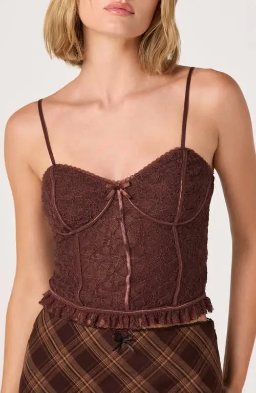 Astr The Label Lace Bustier Crop Camisole - Brown