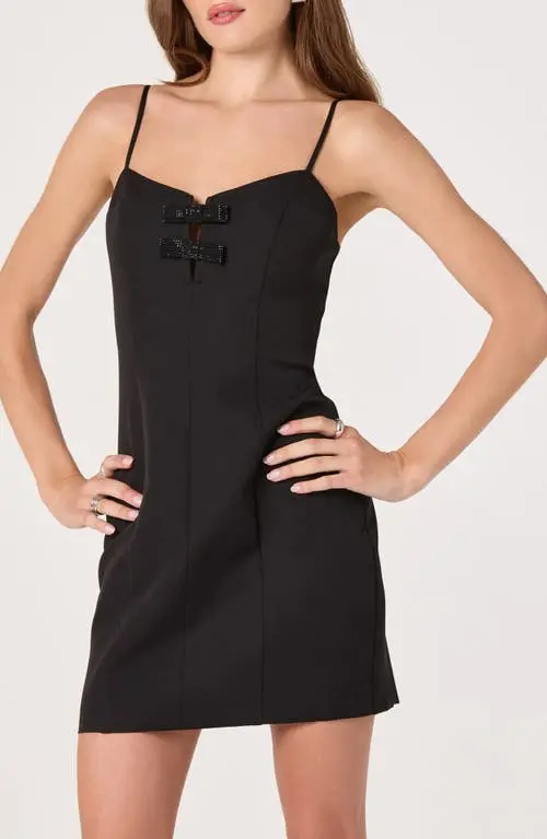 novara mini dress in black with black bows Black Bow Sleeve Belinda Mini Dress