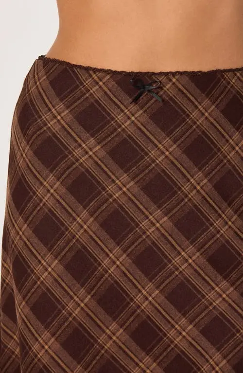 Astr The Label Plaid Slip Skirt - Brown Plaid