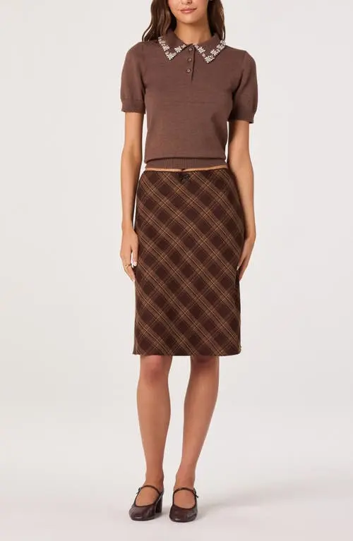 Astr The Label Plaid Slip Skirt - Brown Plaid