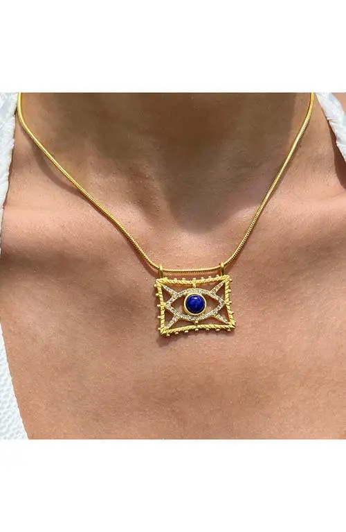 Sequin Nour Evil Eye Pendant Necklace - Blue