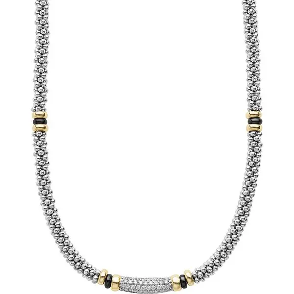 Lagos Two-tone Diamond Caviar Necklace - Two Tone