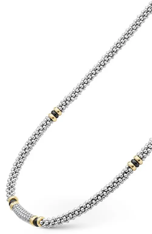 Lagos Two-tone Diamond Caviar Necklace