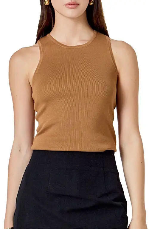 Endless Rose Ribbed Racerback Tank - Brown