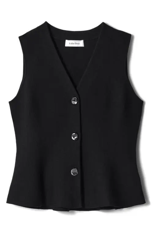 & Other Stories Peplum Knit Vest - Black Dark