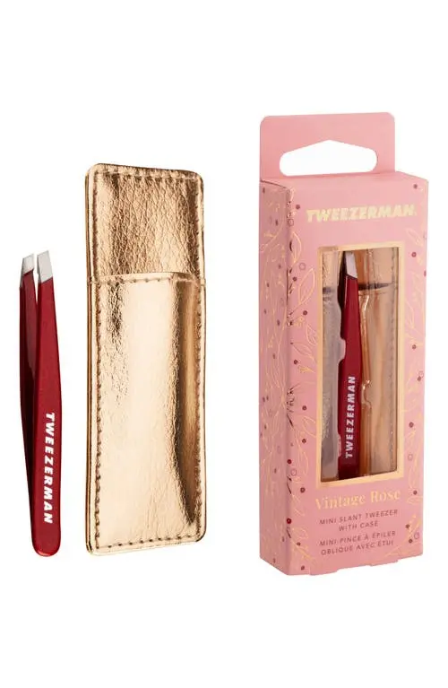 TWEEZERMAN Mini Slant Tweezer With Case $16.50 Value - Vintage Rose