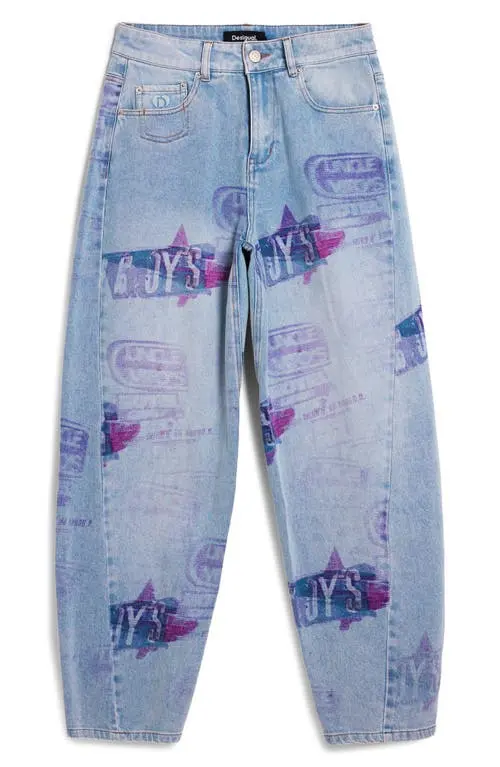 Desigual Printed Boyfriend Barrel Leg Jeans
