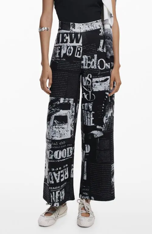 Desigual Colorblock Newspaper Print Jumpsuit - Black
