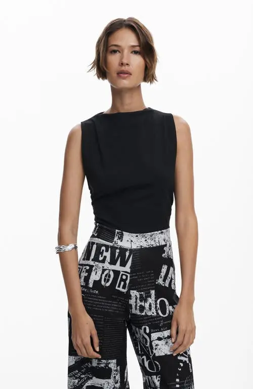 Desigual Colorblock Newspaper Print Jumpsuit