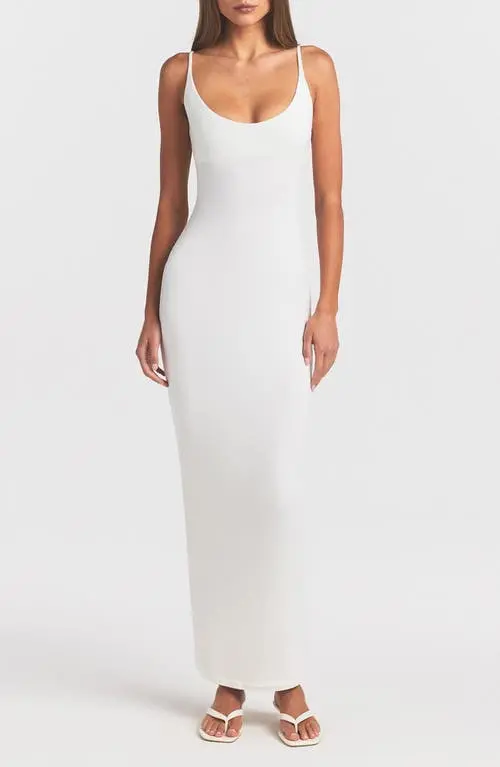 SKIMS Smooth Lounge Skimpy Scoop Neck Maxi Dress - Egret