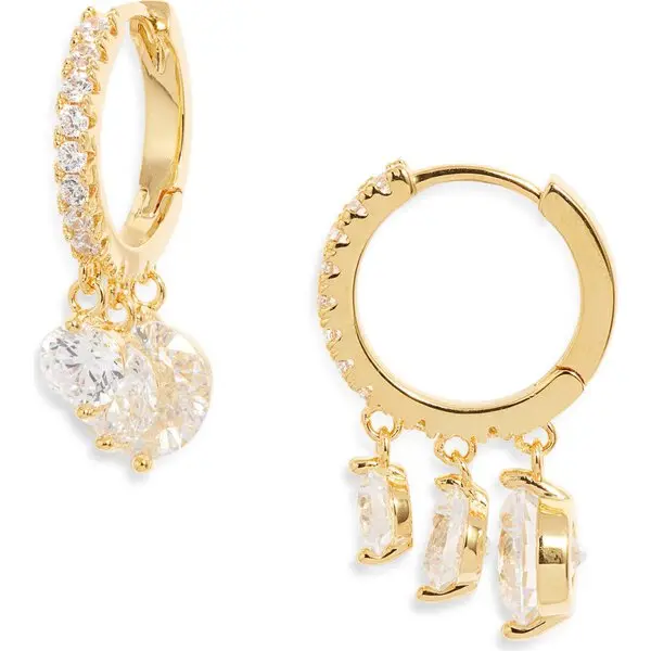 Nordstrom Cubic Zirconia Huggie Hoop Earrings - Clear- Gold