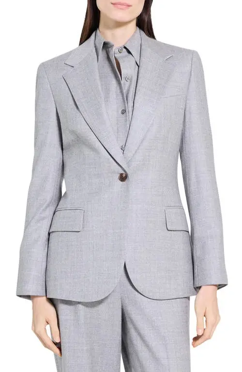 Theory Lynnia Sleek Virgin Wool Blazer - New Light Heather